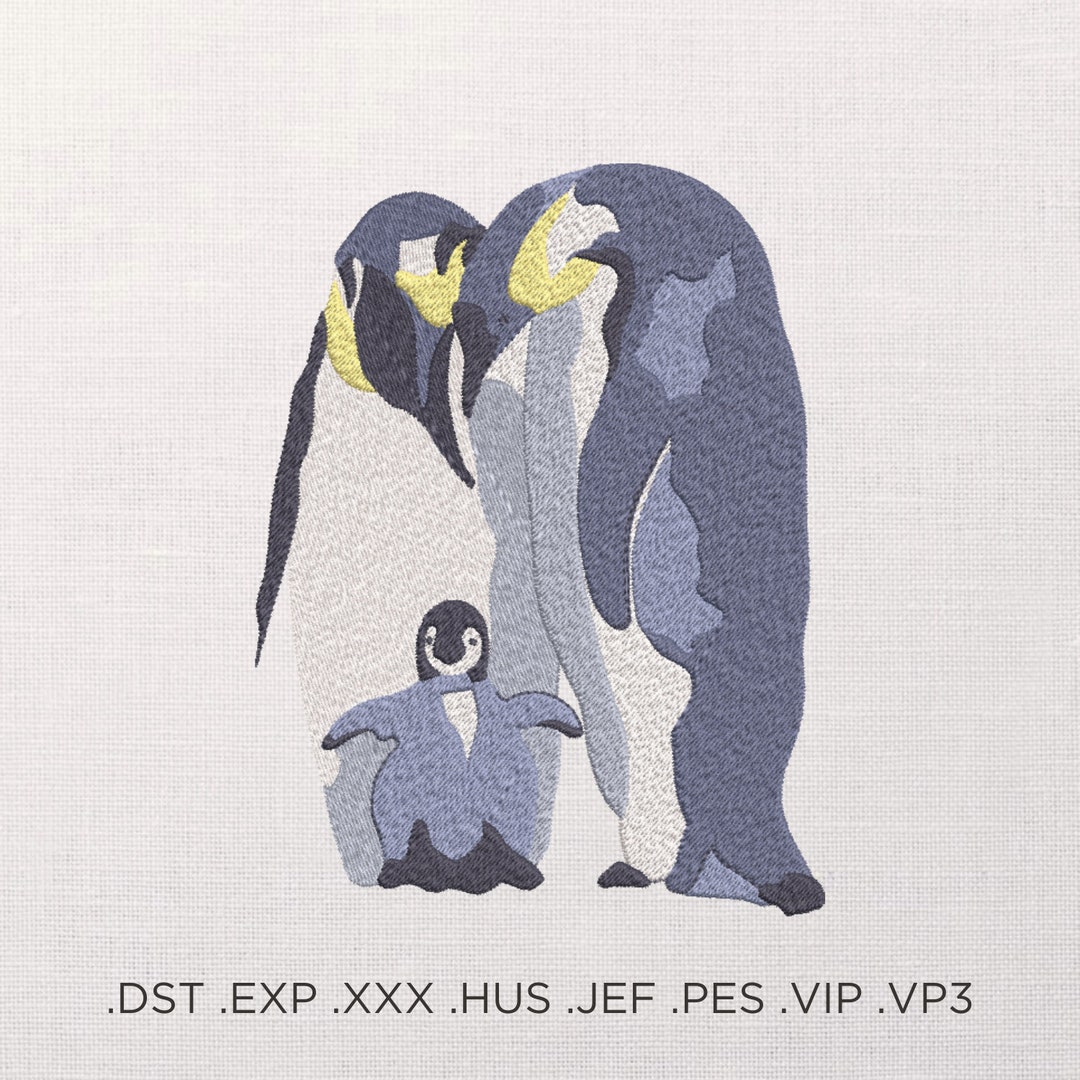 Cute Family of Penguins Machine Embroidery Design, Penguins Embroidery ...
