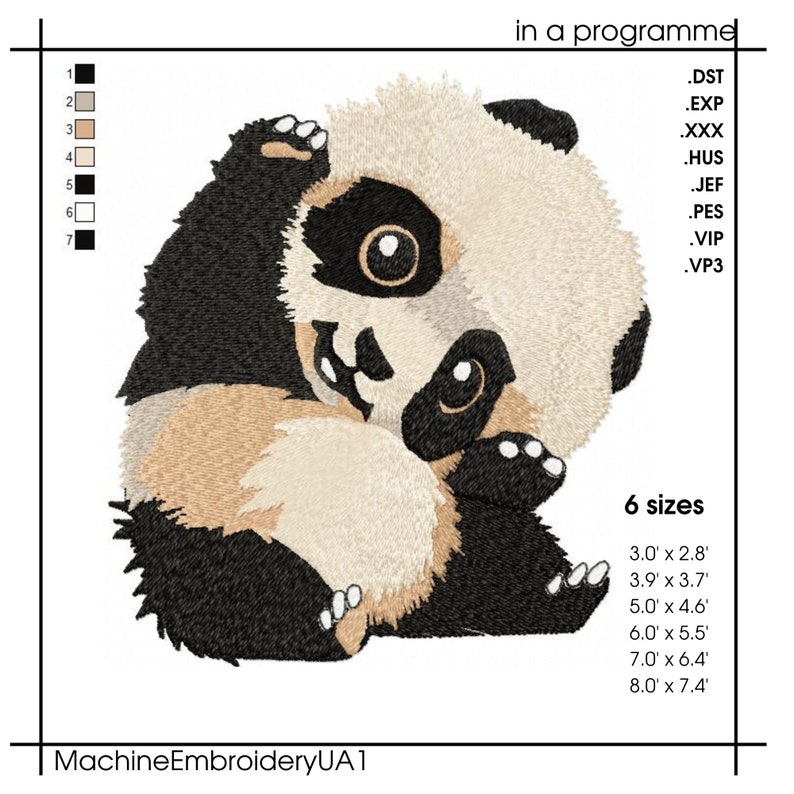 Cute Panda Machine Embroidery Design Panda Embroidery Files - Etsy