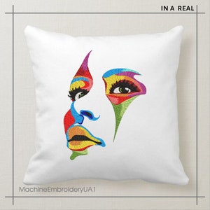 Colorful Face Machine Embroidery Art Machine Embroidery Design 5 Sizes ...