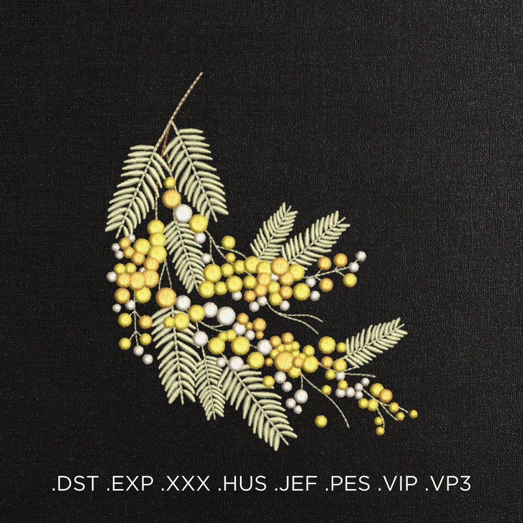 Mimosa Machine Embroidery Design Mimosa Branch Embroidery Files 5 Sizes ...
