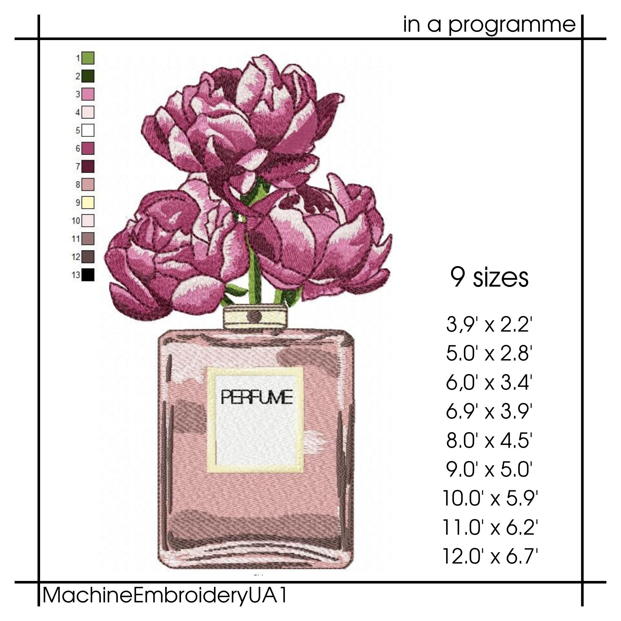 Perfume With Flowers Machine Embroidery Design Floral - Etsy