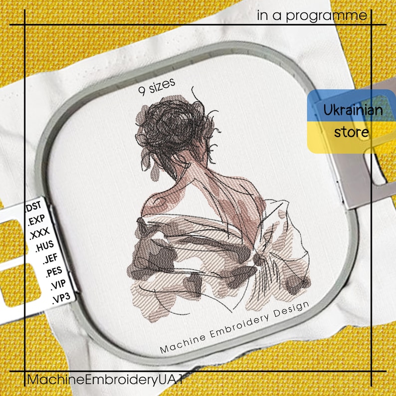 Girl Watercolor Machine Embroidery Design Girl Embroidery - Etsy