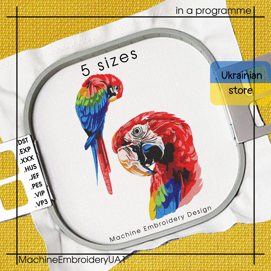 Parrot Machine Embroidery Design Parrot Embroidery Files 7 Sizes ...