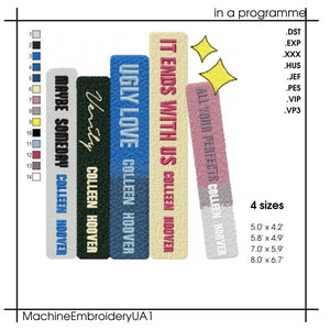 Stack of Books Machine Embroidery Design, Library Embroidery Pattern ...