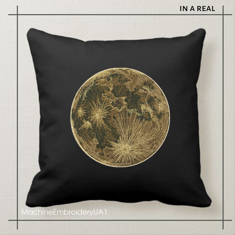 Сolored Realistic Moon Machine Embroidery Design for Dark - Etsy