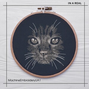 Cat Face Machine Embroidery Pattern, Realistic Cat Embroidery Design ...