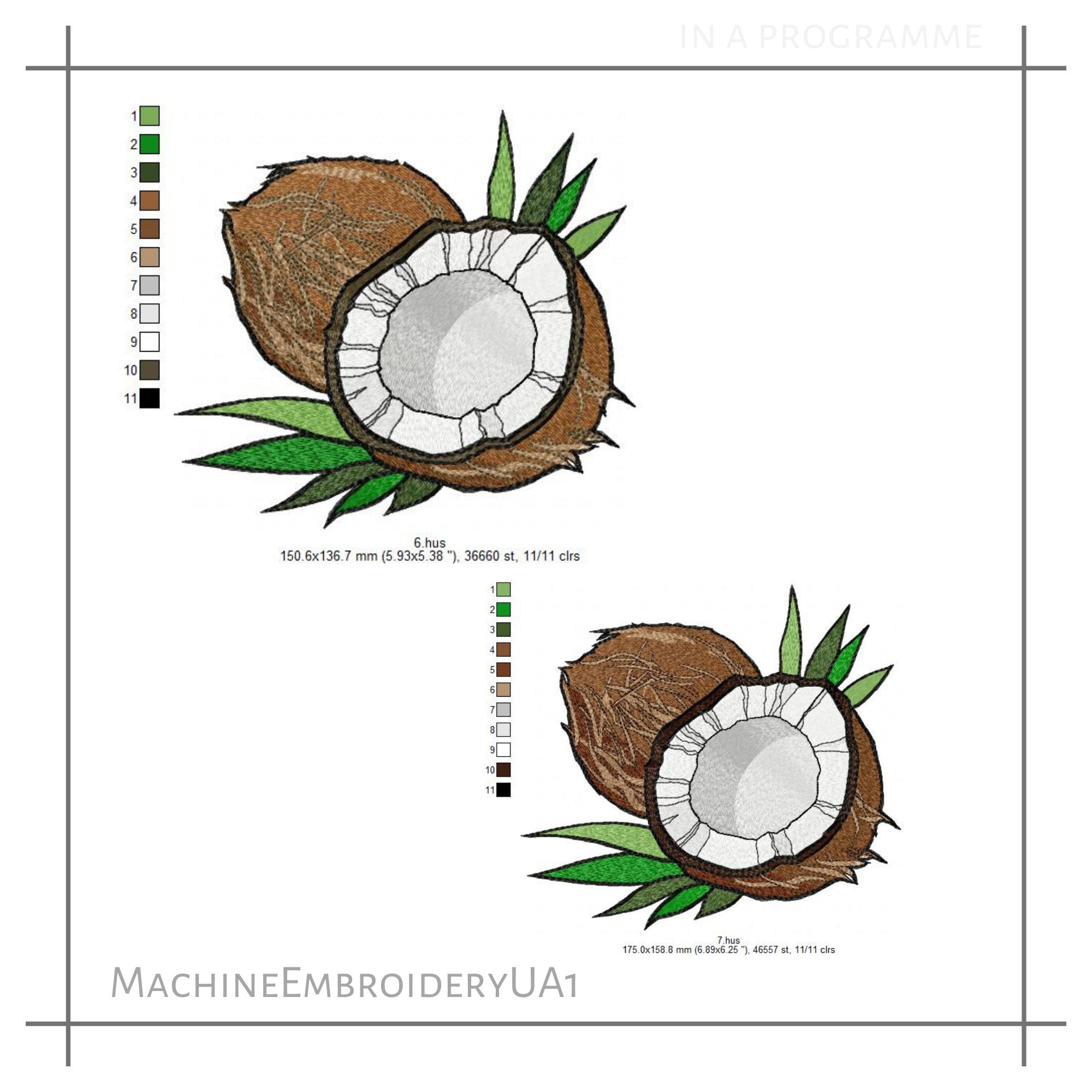 Coconut Machine Embroidery Design Paradise Coconut - Etsy