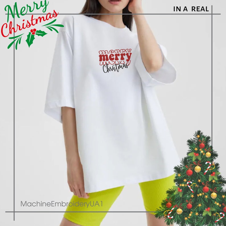 Merry Christmas Machine Embroidery Design Merry Christmas - Etsy