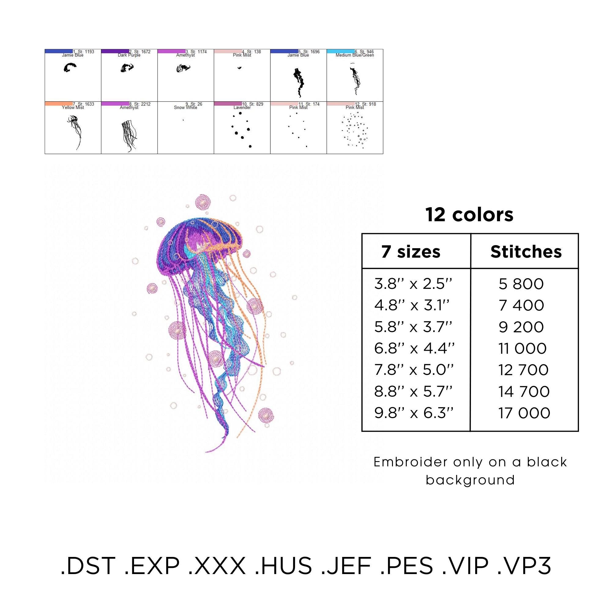 Magic Jellyfish Machine Embroidery Pattern, Purple Jellyfish Design ...