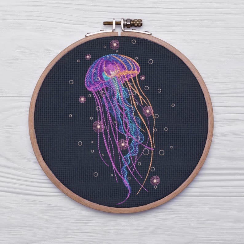 Magic Jellyfish Machine Embroidery Pattern, Purple Jellyfish Design ...