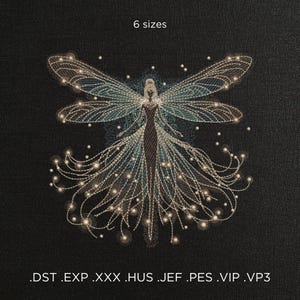 Fairy With Wings Embroidery Design, Fairy in Flight Embroidery Machine ...