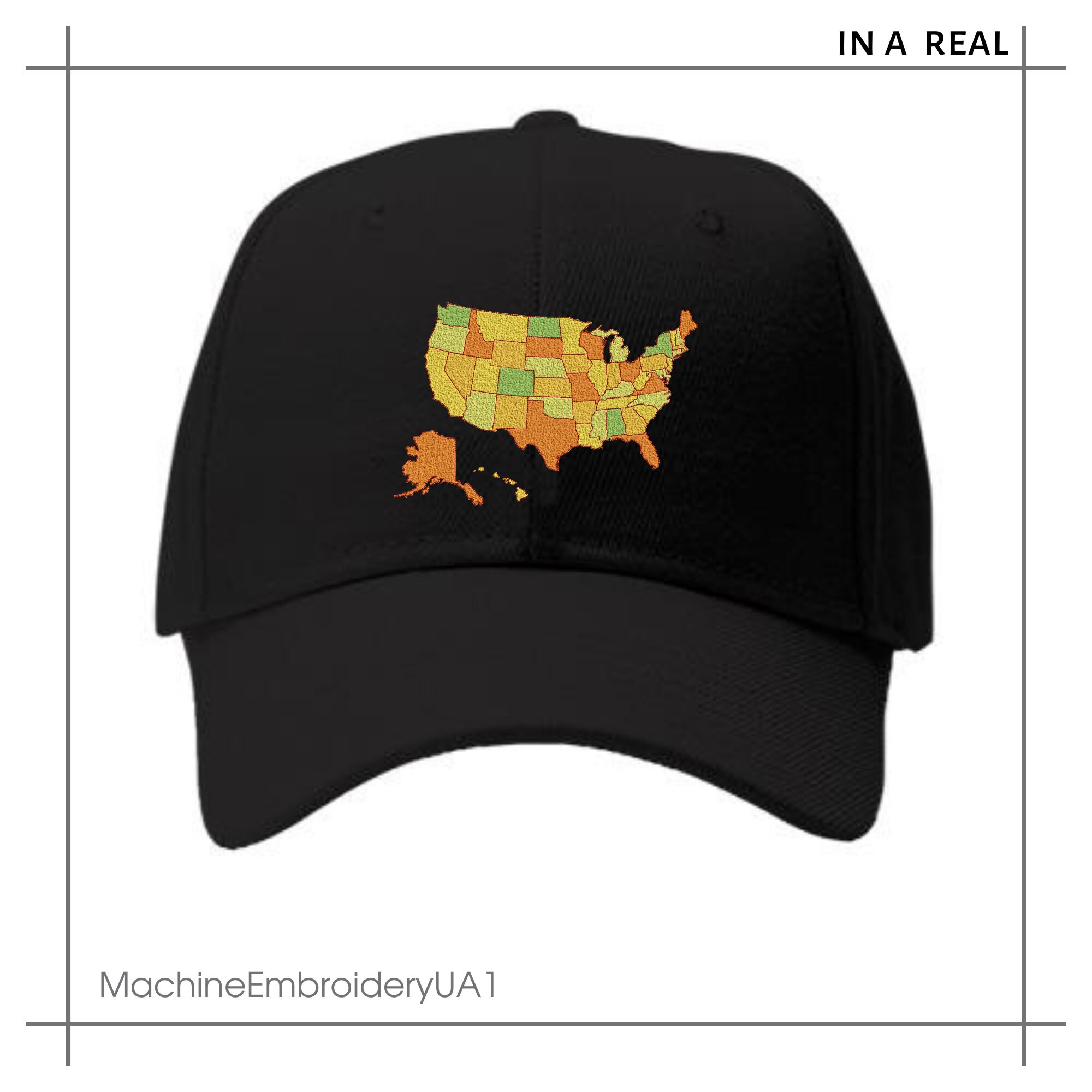 Multicolor USA Map Machine Embroidery Pattern, United States Map ...