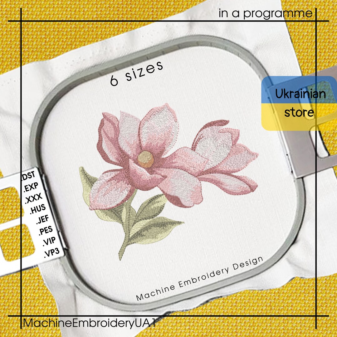 Magnolia Flower Machine Embroidery Design Magnolia Flower - Etsy