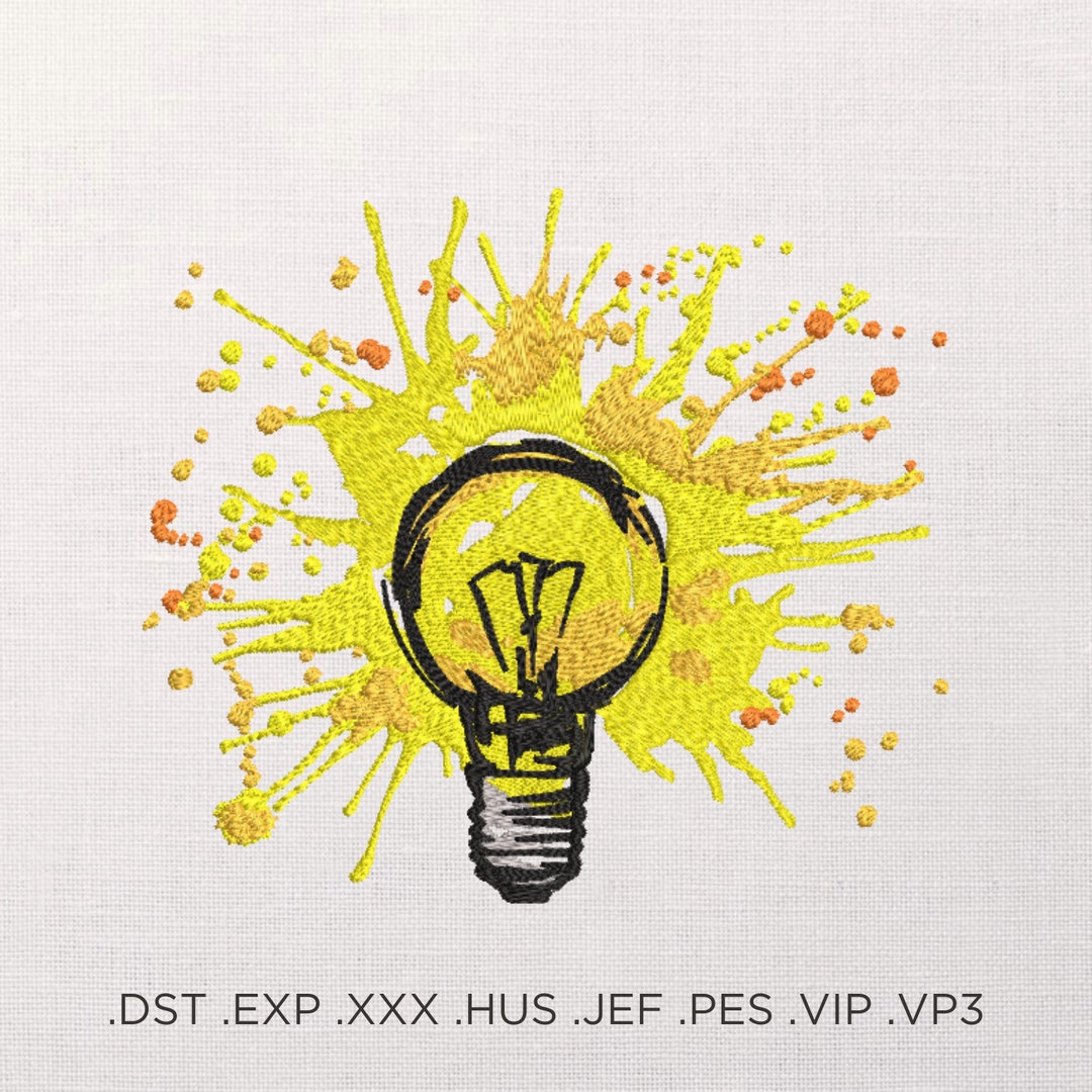 Light Bulb Machine Embroidery Pattern, Colorful Bulb Embroidery Design ...
