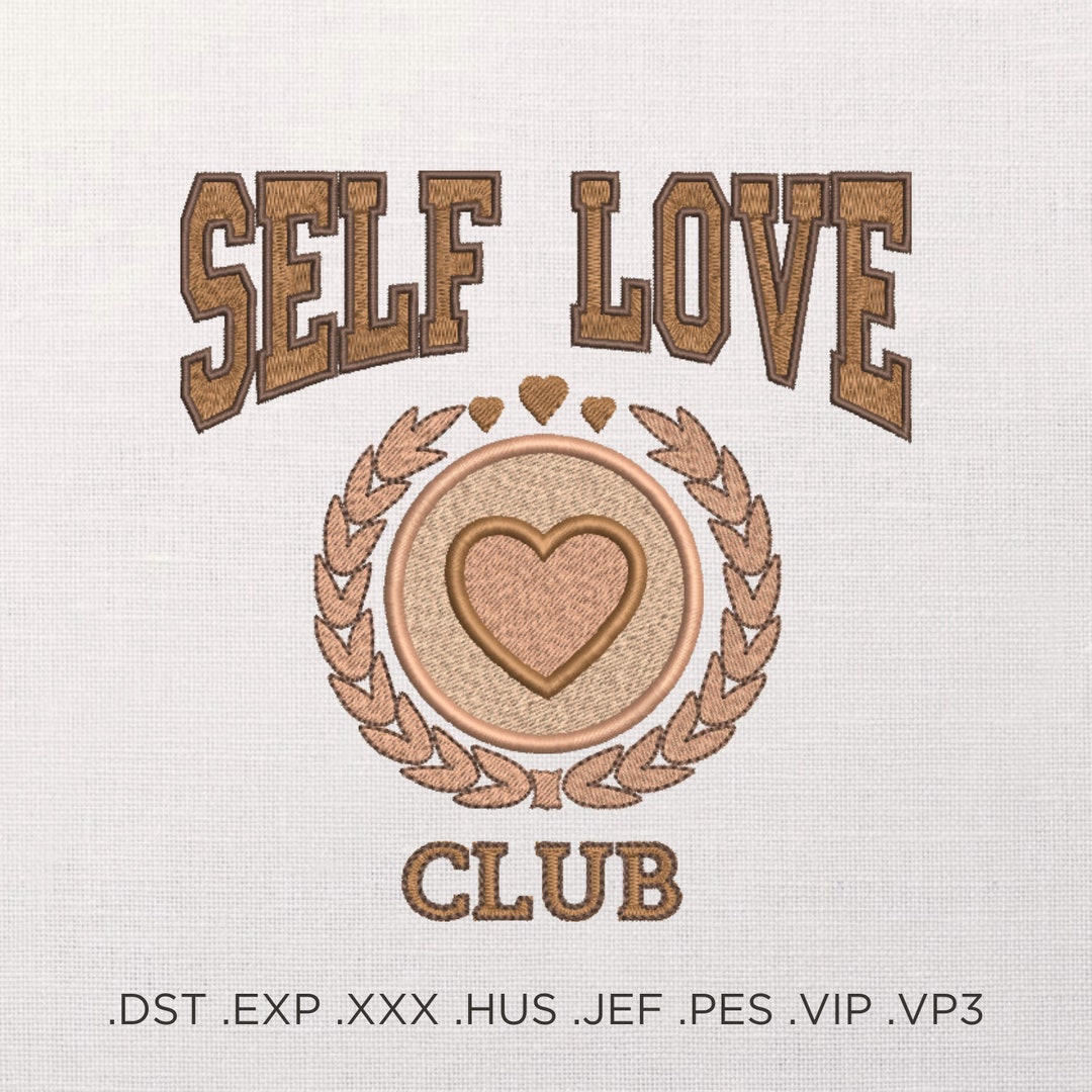 Self Love Club Machine Embroidery Design, Minimalistic Heart Pattern ...