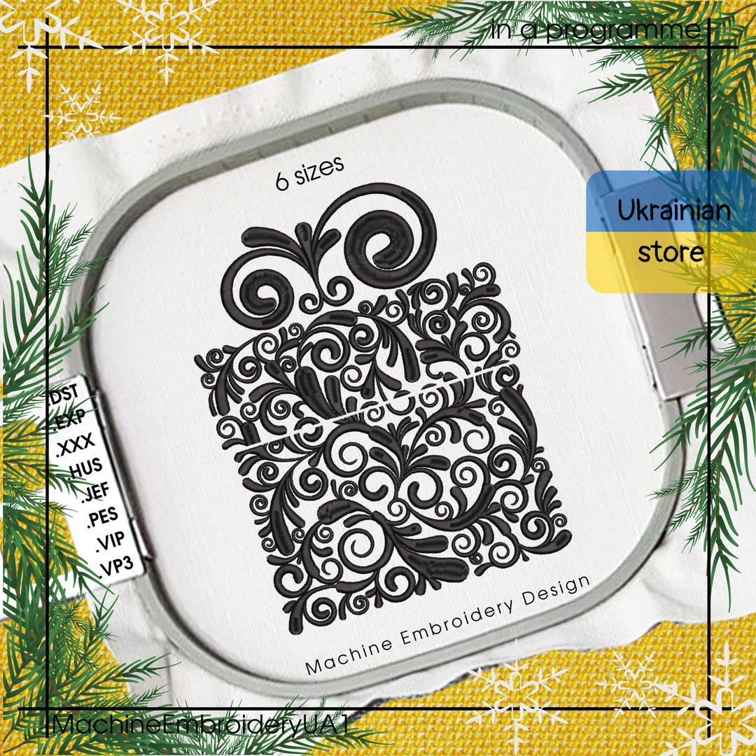 Openwork Christmas Gift Machine Embroidery Design Gift Curlicue ...