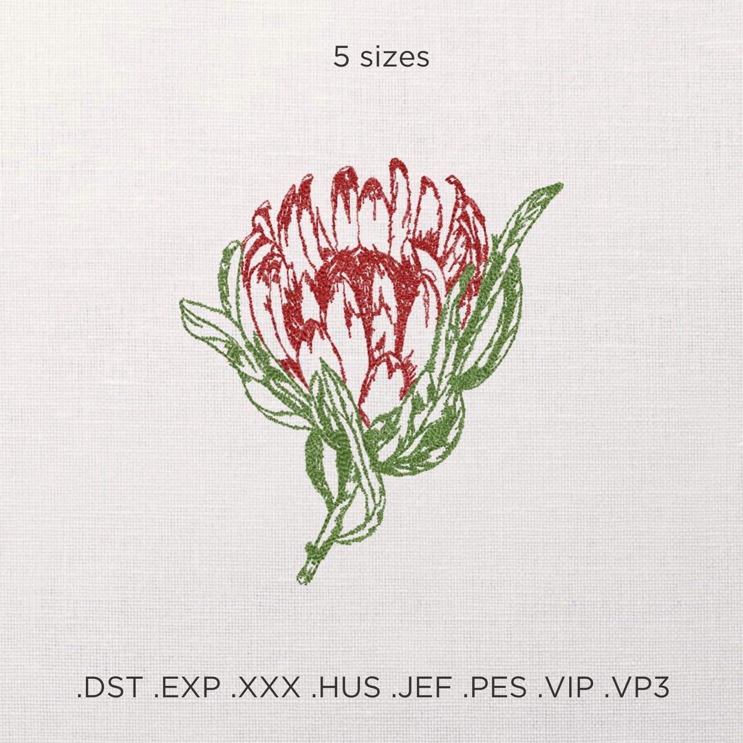 Protea Machine Embroidery Design, Exotic Flower Embroidery Pattern ...