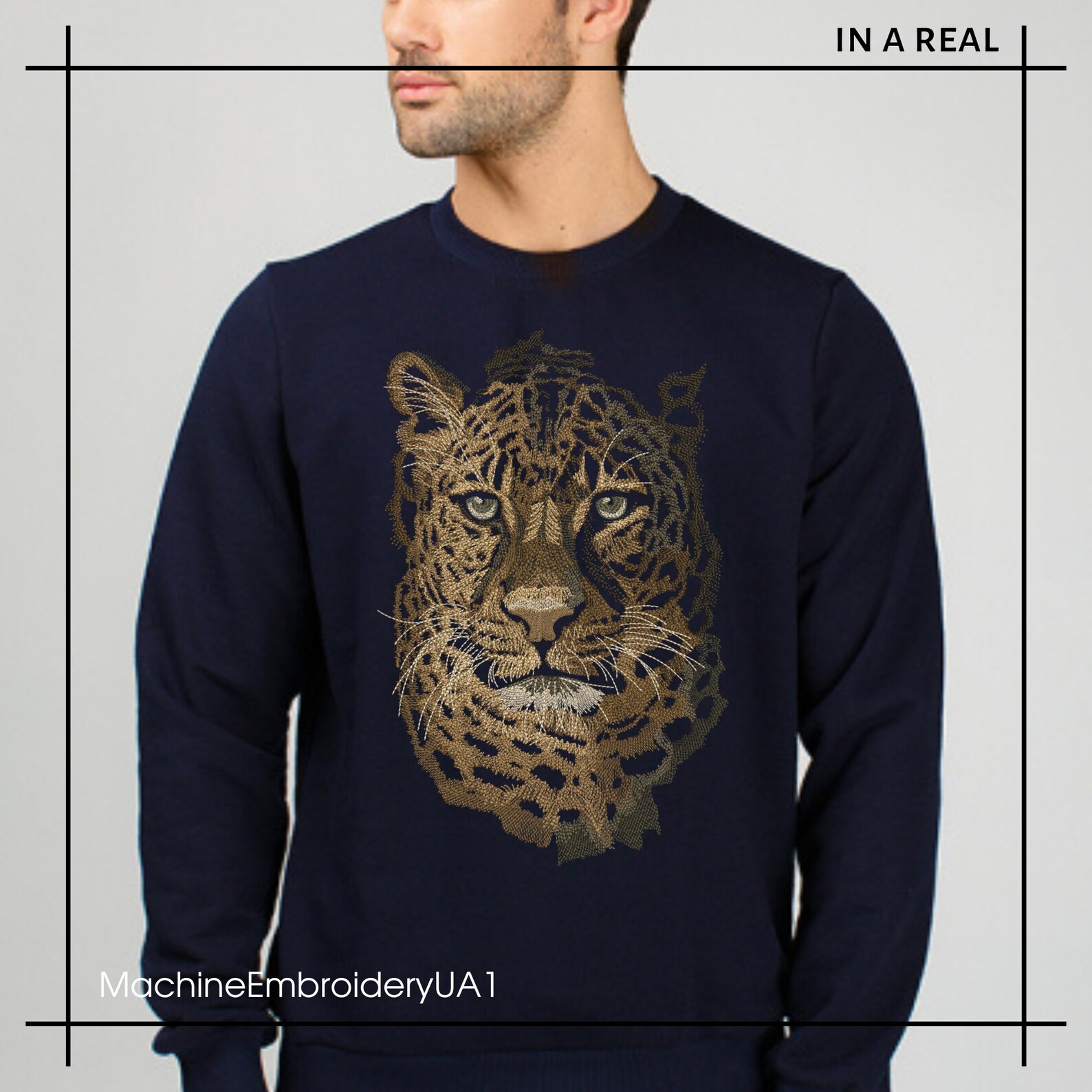 Cheetah on a Black Background Machine Embroidery Design Leopard ...