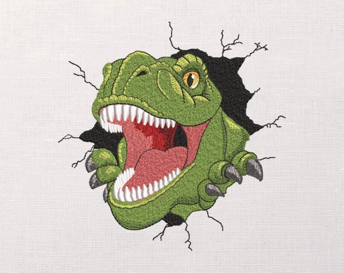 Scary T-rex Dinosaur Applique Embroidery Design in 3x3 4x4 5x5 6x6 7x7 ...