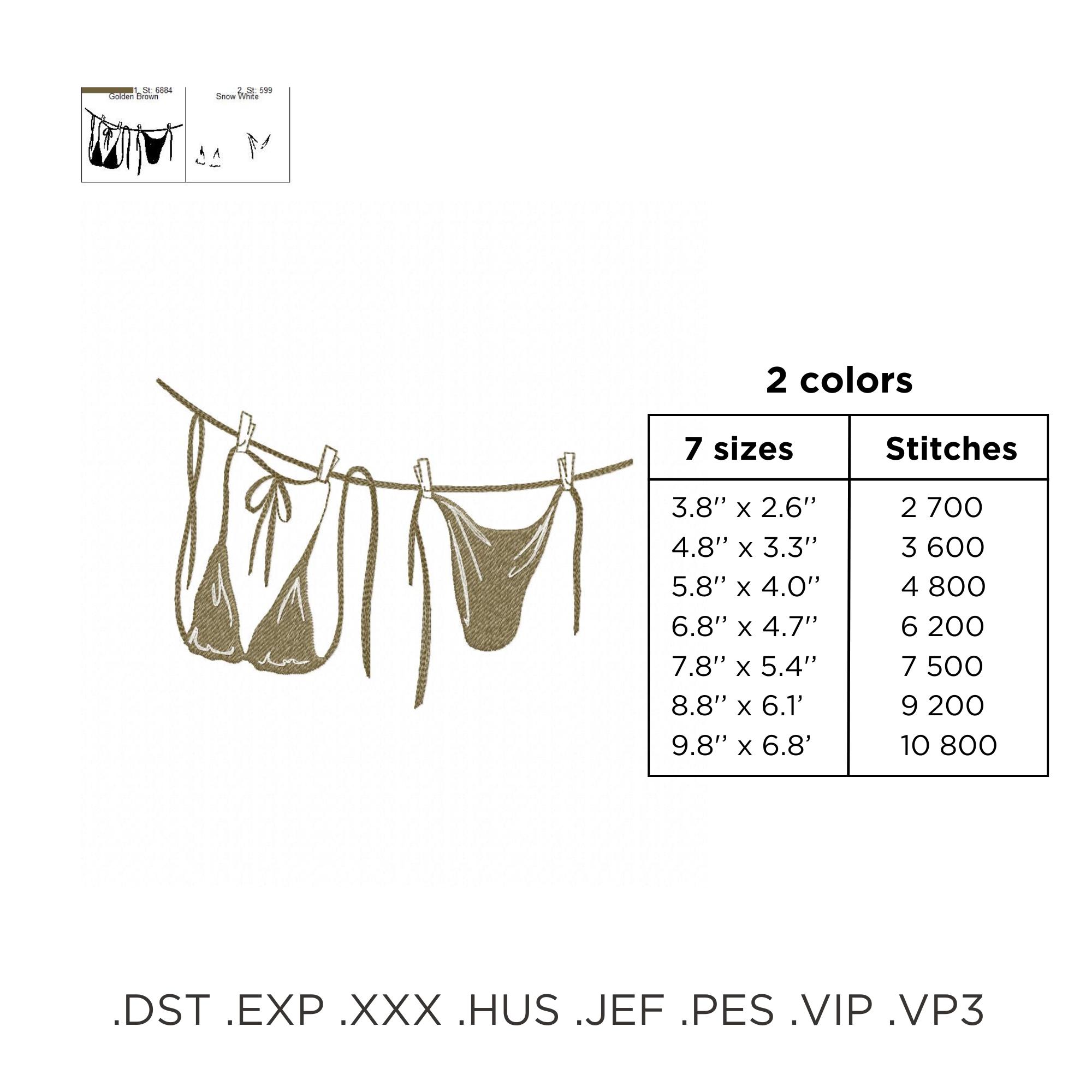 Swimsuit Machine Embroidery Design, Bikini on Clothesline Pattern ...