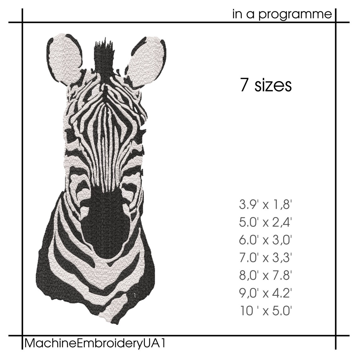 Zebra Machine Embroidery Design Zebra White on Black | Etsy