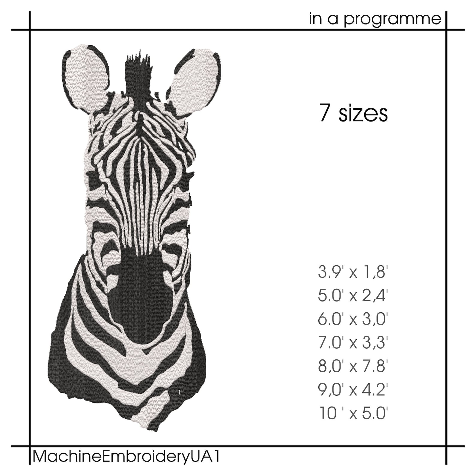 Zebra Machine Embroidery Design Zebra White on Black | Etsy