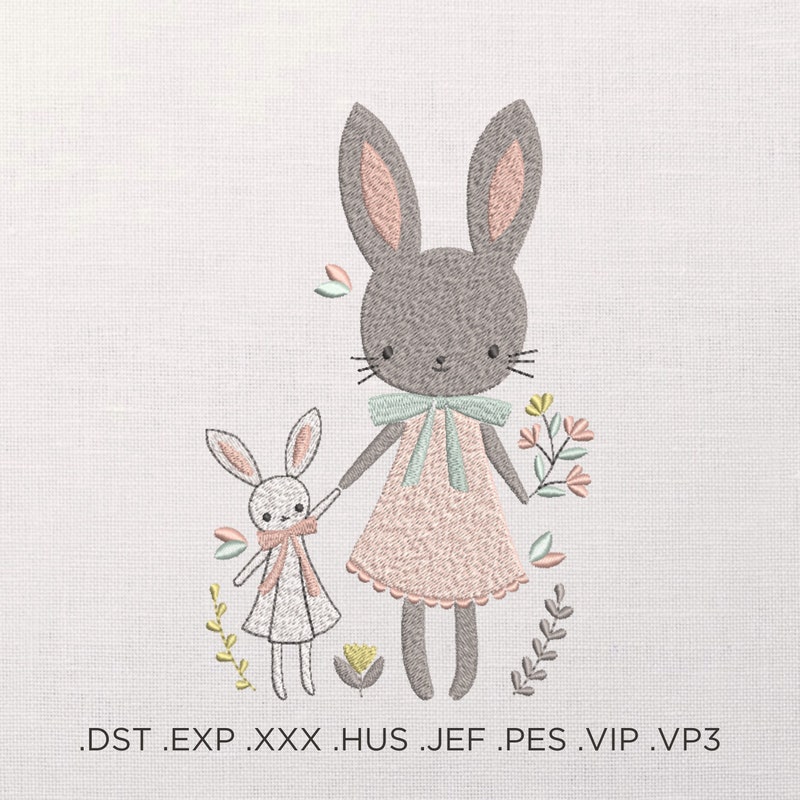 Bunnies Embroidery File - Etsy