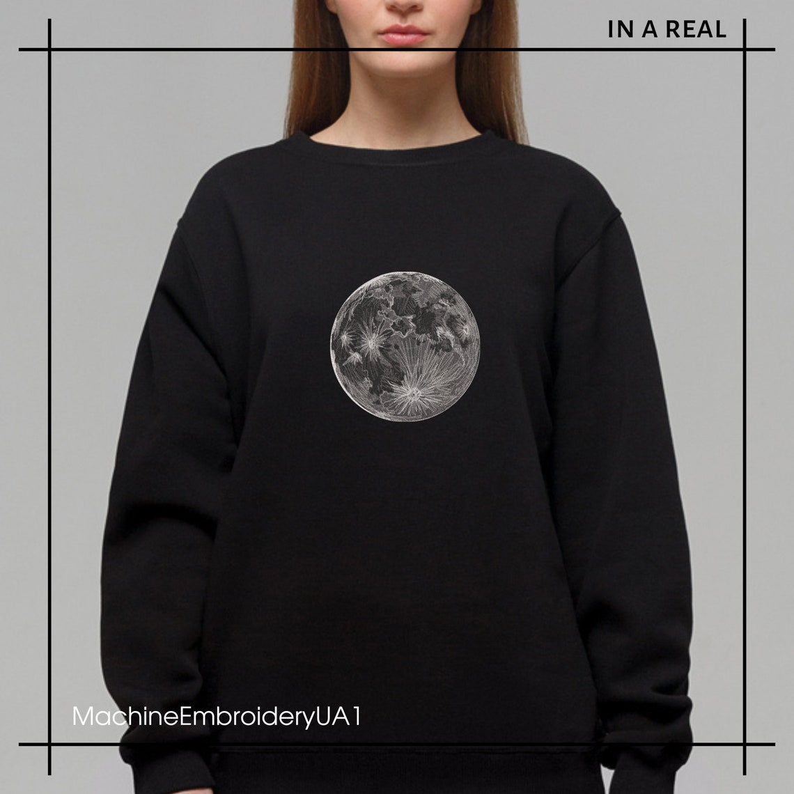 Moon Realistic Machine Embroidery Design for Dark Fabrics - Etsy