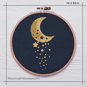 Moon and Stars Machine Embroidery Design - Stars and Moon Embroidery ...