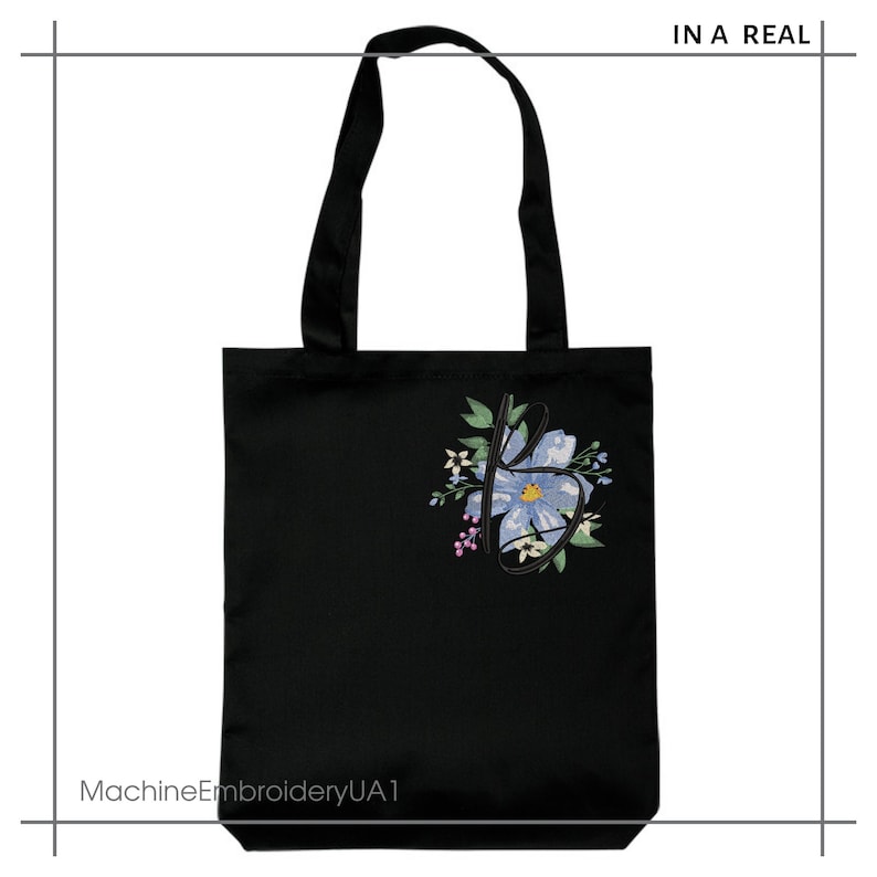 Floral Monogram Machine Embroidery Design 6 Sizes | Etsy