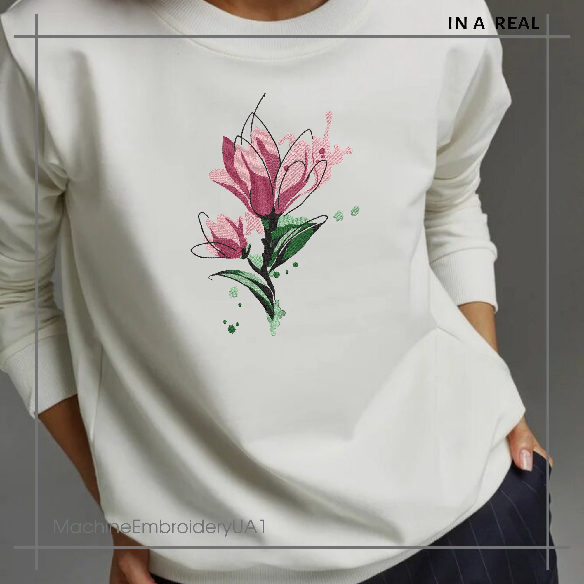 Magnolia Machine Embroidery Design Artistic Embroidery 8 | Etsy