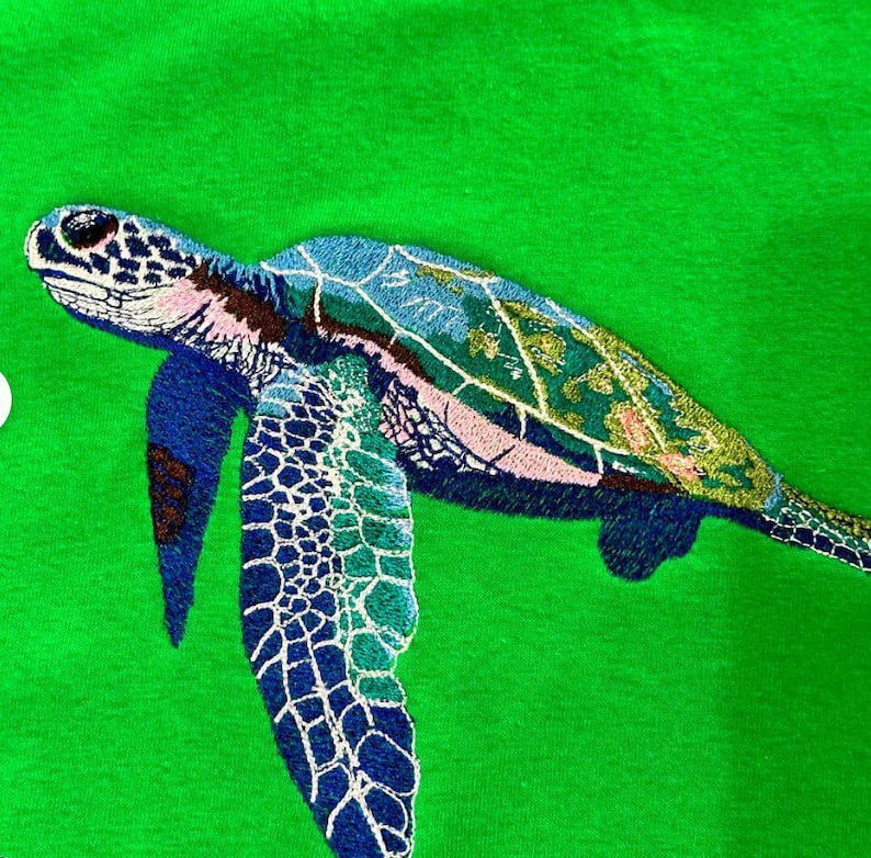 Turtle Machine Embroidery Design - Sea Turtle Watercolor Embroidery ...