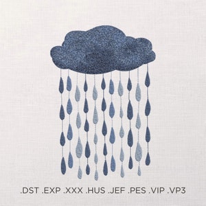 Cloud and Rain Machine Embroidery Design Cloud Embroidery Files for ...