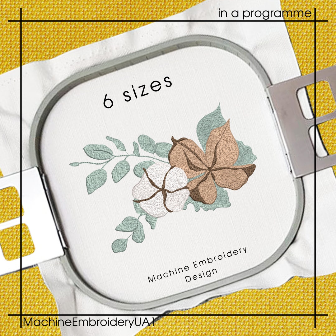 Cotton Branches Embroidery Design 6 Sizes Machine Embroidery Cotton ...