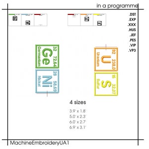 Lettering GENIUS Machine Embroidery Design - Periodic Table Embroidery ...