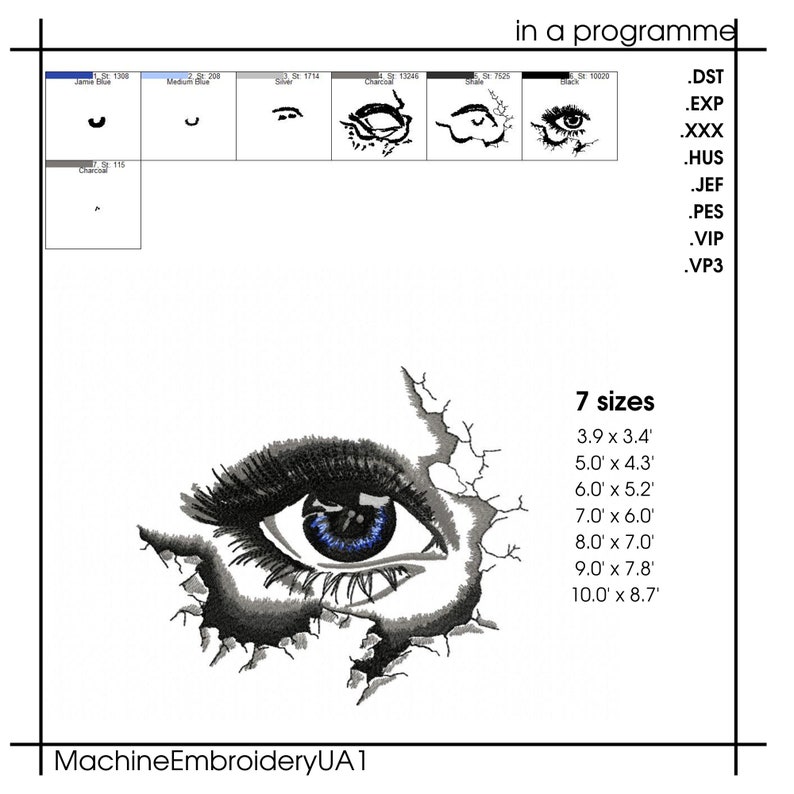 Girl's Eye Machine Embroidery Design Girl's Eye - Etsy
