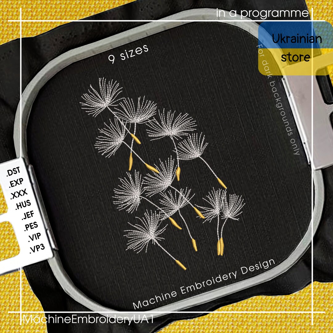 Dandelion Fluff Machine Embroidery Design Dandelion Fluff Embroidery ...