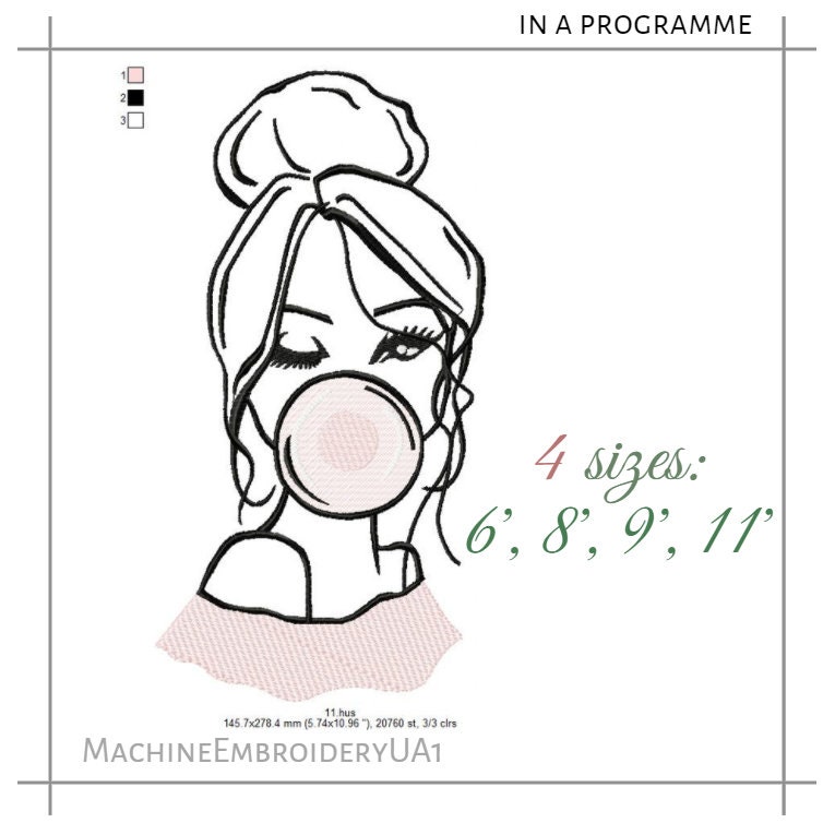 Beautiful Girl Machine Embroidery Design 4 Sizes Instant - Etsy