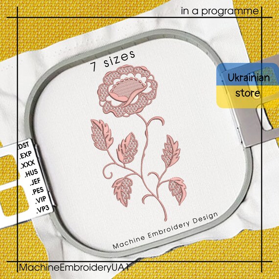 3D Flower Machine Embroidery Design White Satin Stitch - Etsy