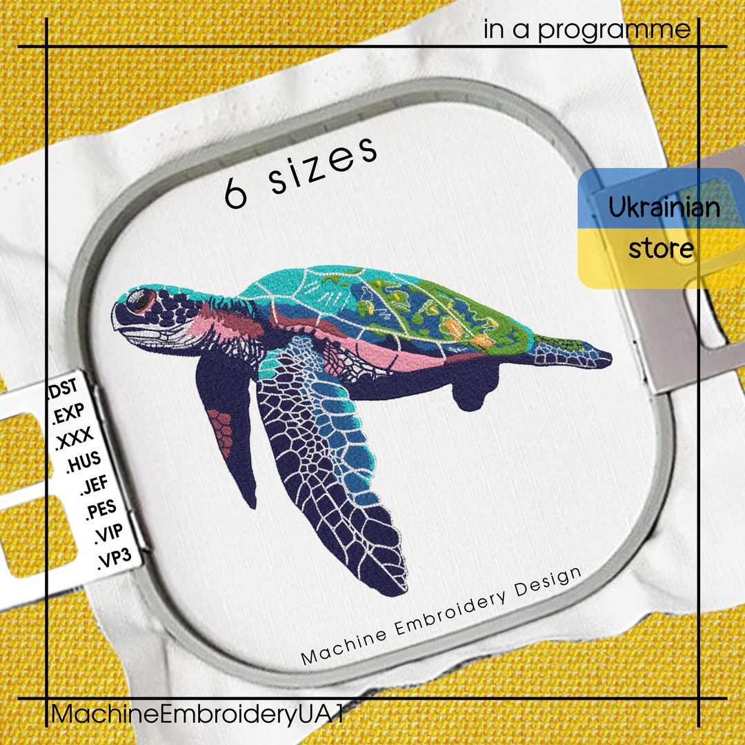 Turtle Machine Embroidery Design Sea Turtle Watercolor Embroidery Files ...
