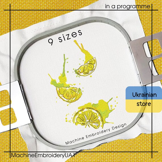 Lemon Watercolor Machine Embroidery Design Lemon Wedges | Etsy
