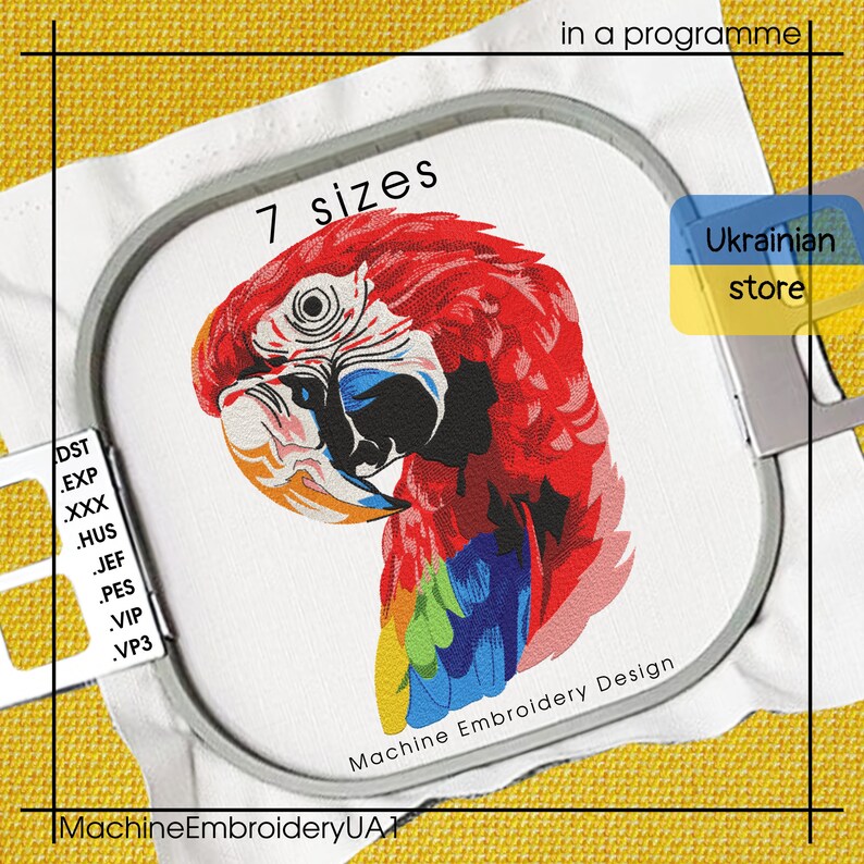 Parrot Machine Embroidery Design Parrot Embroidery Files 7 - Etsy