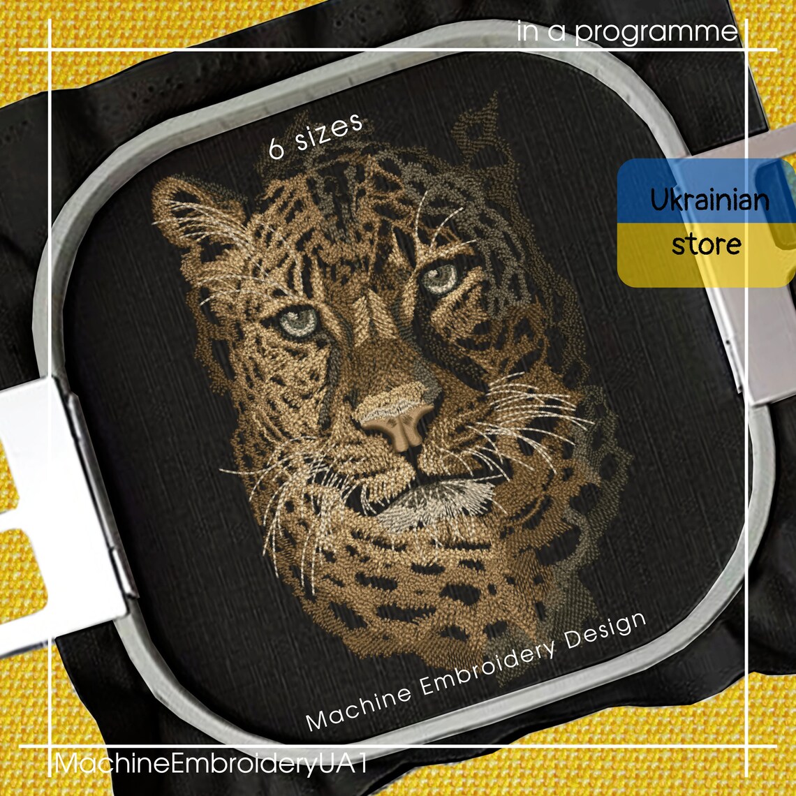 Cheetah on a Black Background Machine Embroidery Design - Etsy