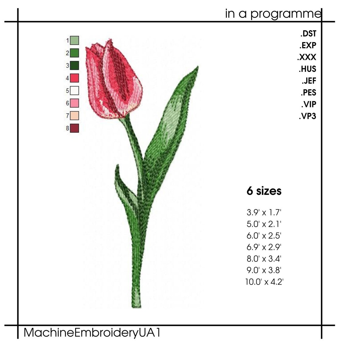 Tulip Machine Embroidery Design - Tulip Embroidery Files - 7 Sizes ...
