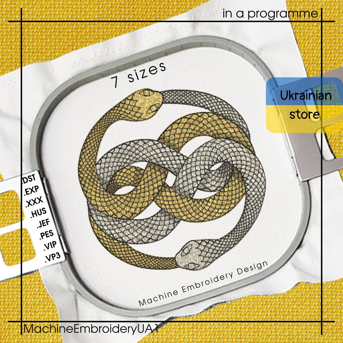 Amulet Woven Snakes Machine Embroidery Design Two Snakes - Etsy