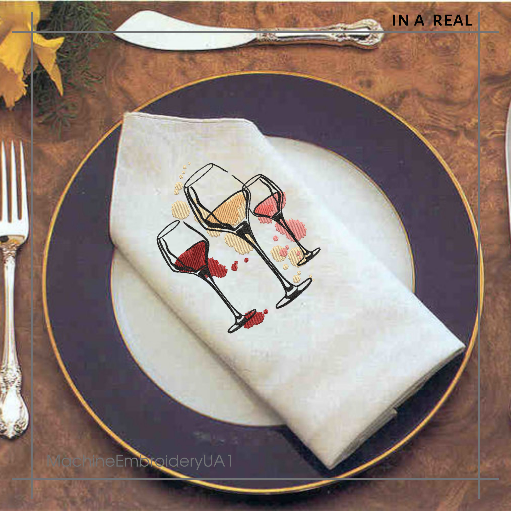 Glass of Wine Machine Embroidery Design Watercolor - Etsy