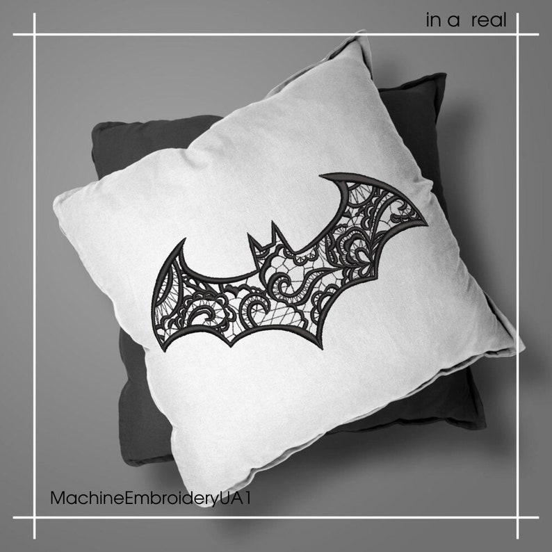 Lace Effect Bat Machine Embroidery Design - Halloween Bat Embroidery ...
