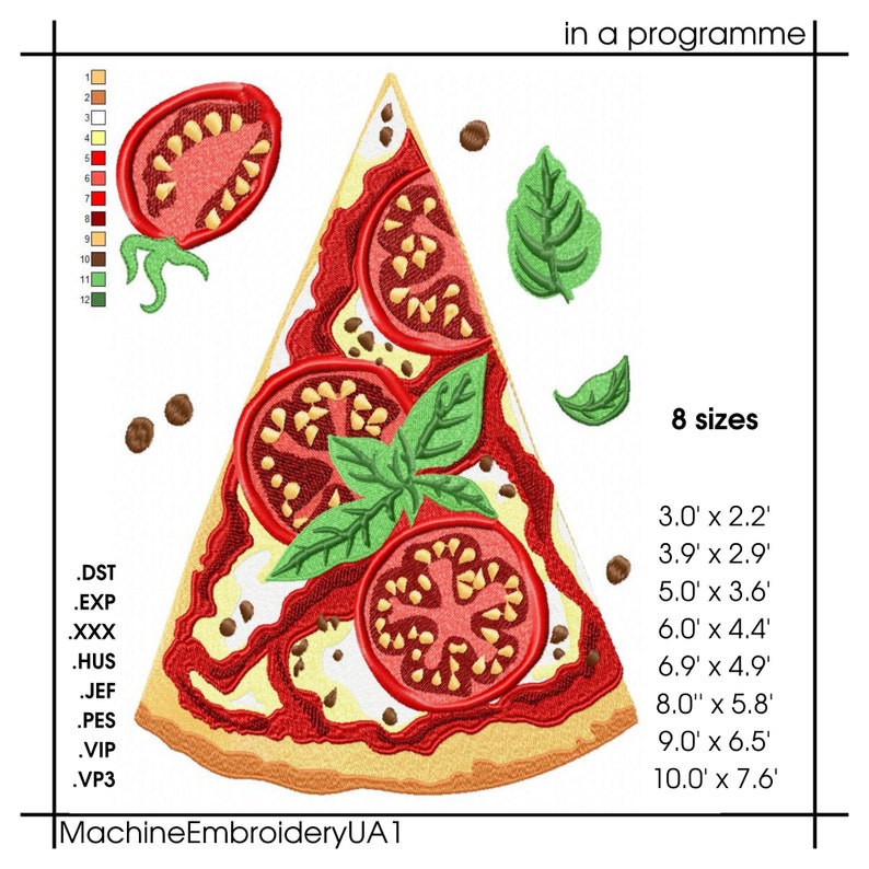 Italian Pizza Machine Embroidery Design Fast Food Digital - Etsy