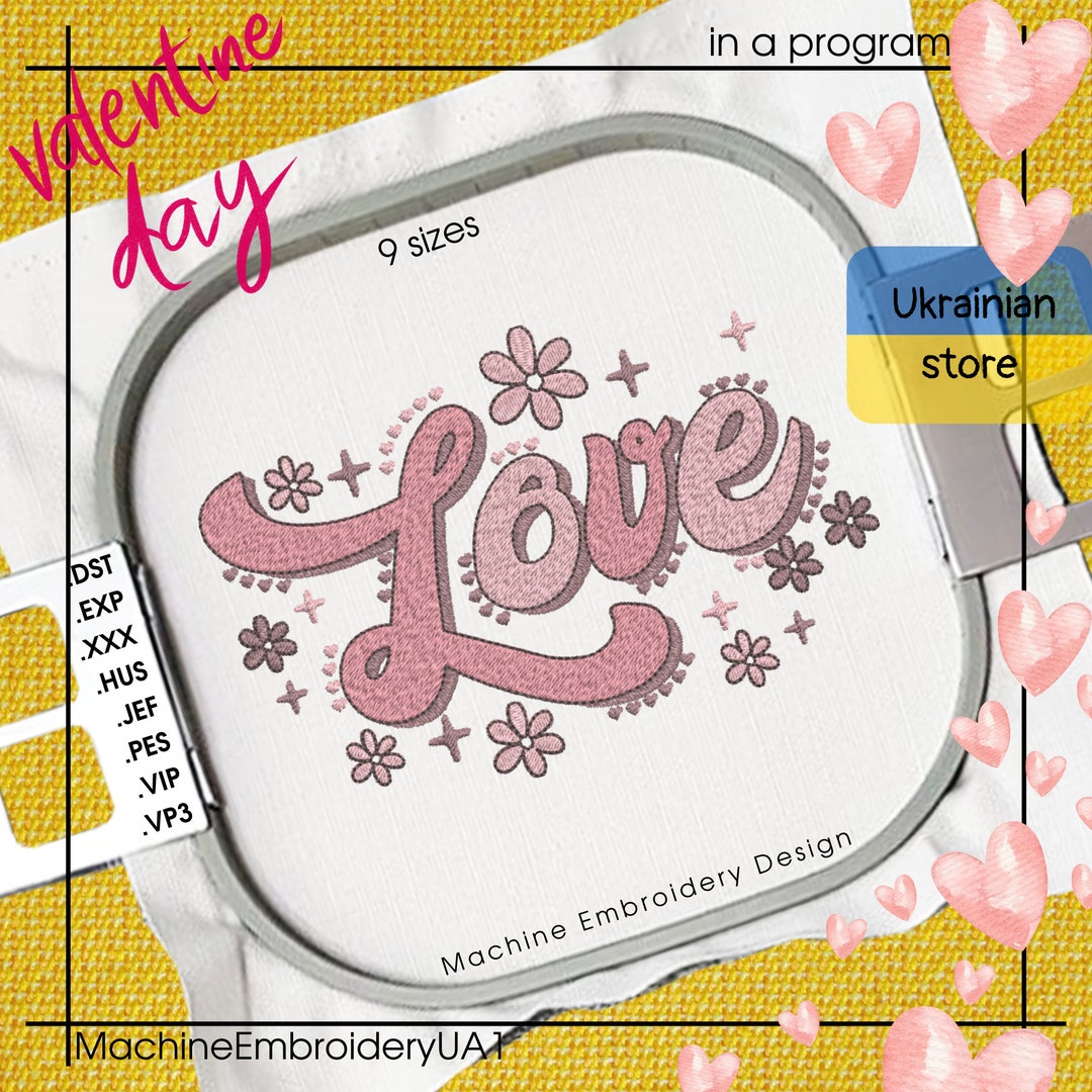 LOVE Machine Embroidery Design Valentine's Day Embroidery Files 10 ...