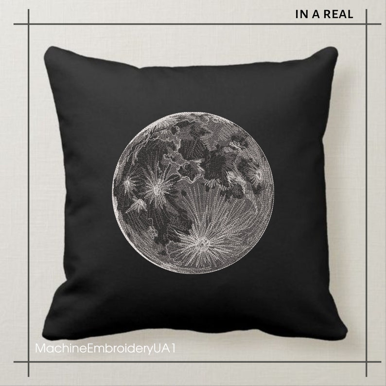 Moon Realistic Machine Embroidery Design for Dark Fabrics - Etsy